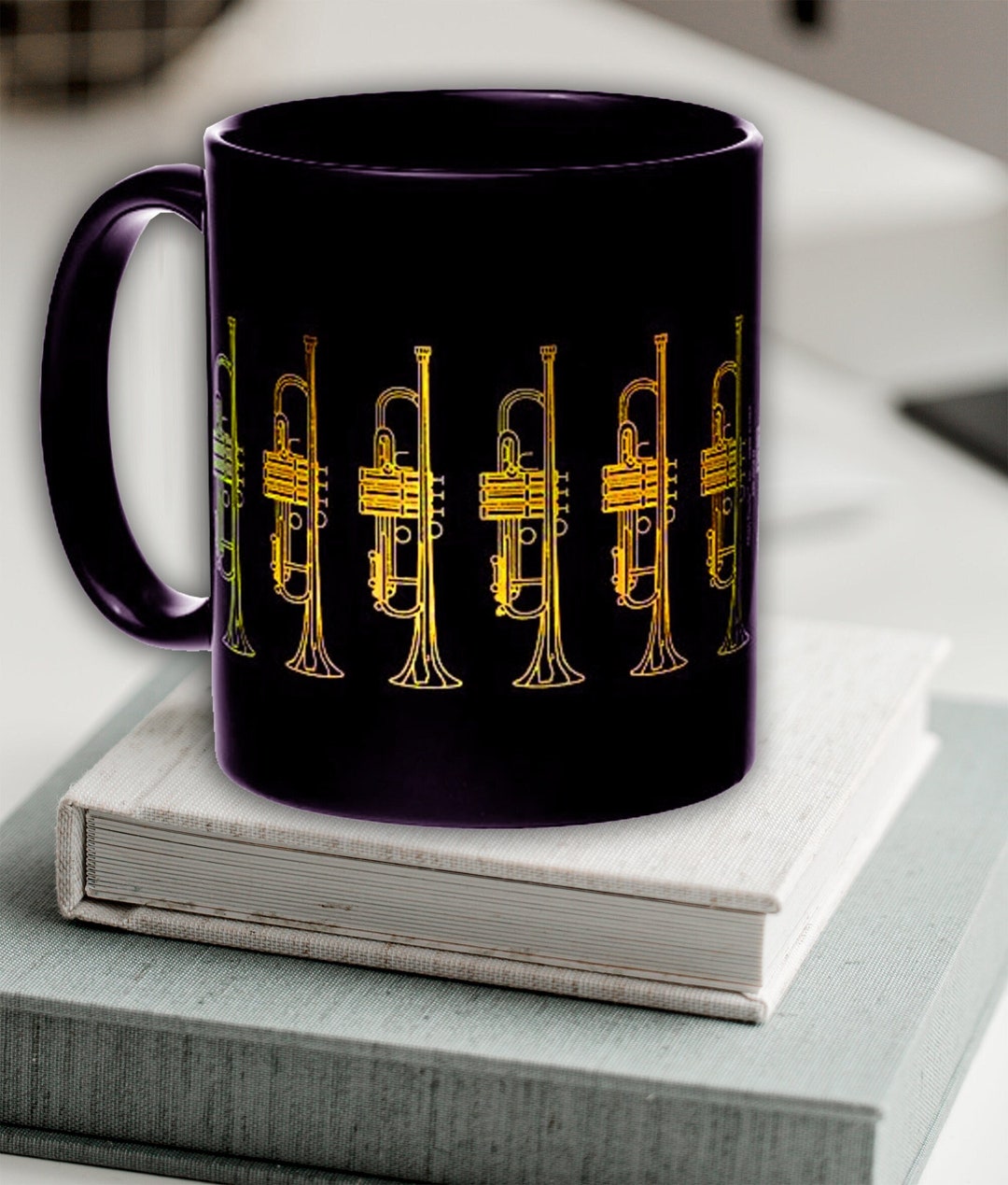 Trumpet Coffee Mug With 24K Gold Trumpet Design - Etsy