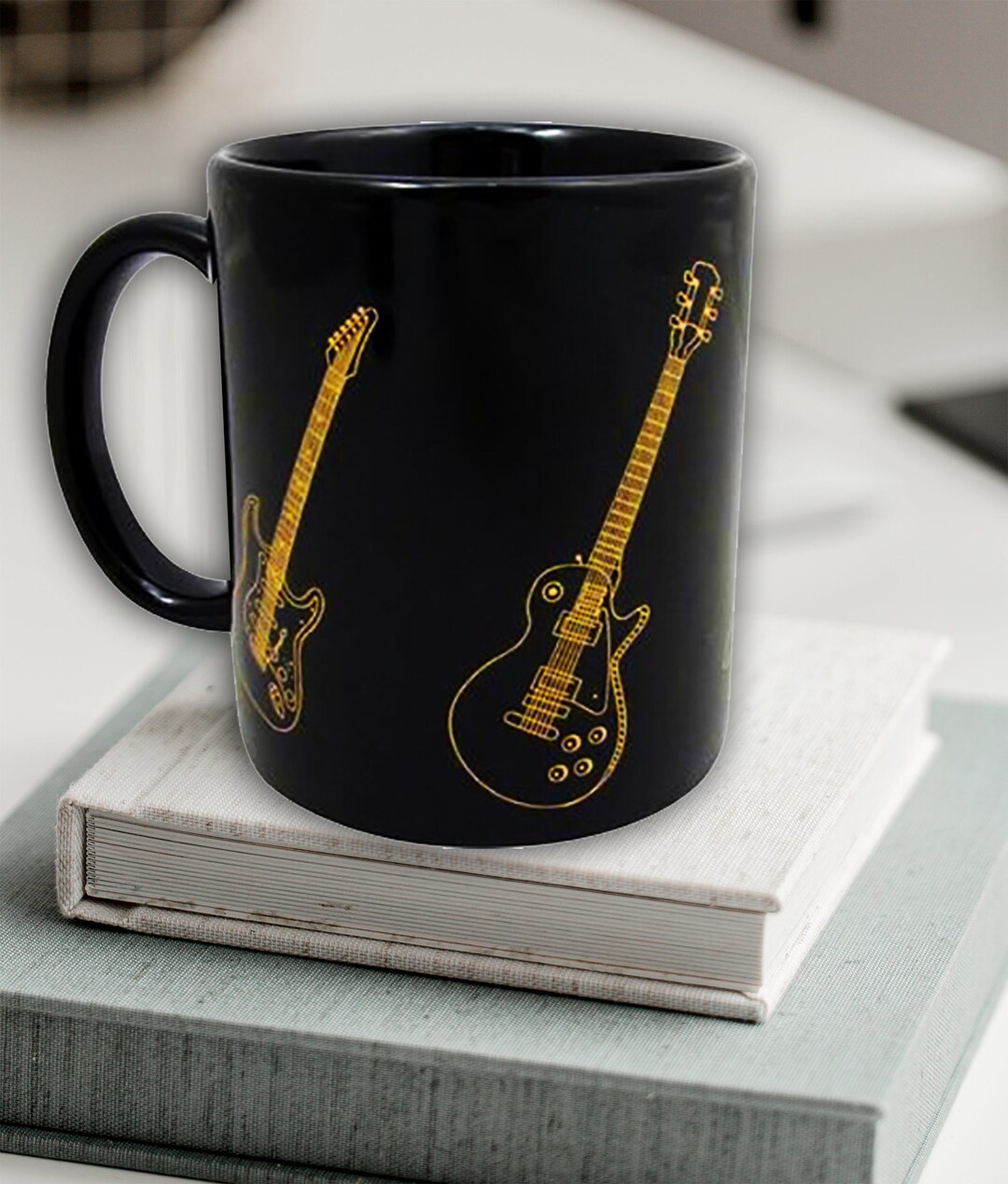 Guitar Coffee Mug With 24K Gold Clarinet Design - Etsy