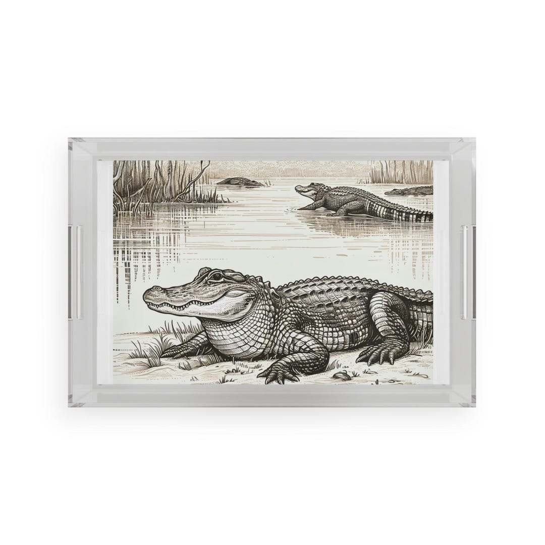 Acrylic Serving Tray With Alligator, Home Decor, Kitchen Serving, Gift ...