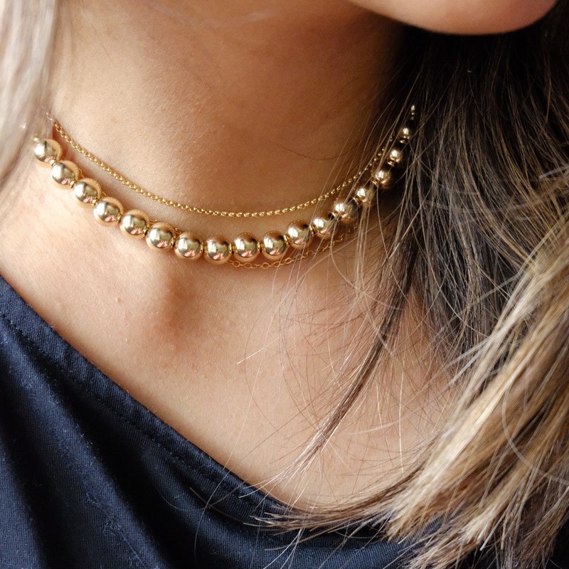Gold Bead Necklace - Etsy