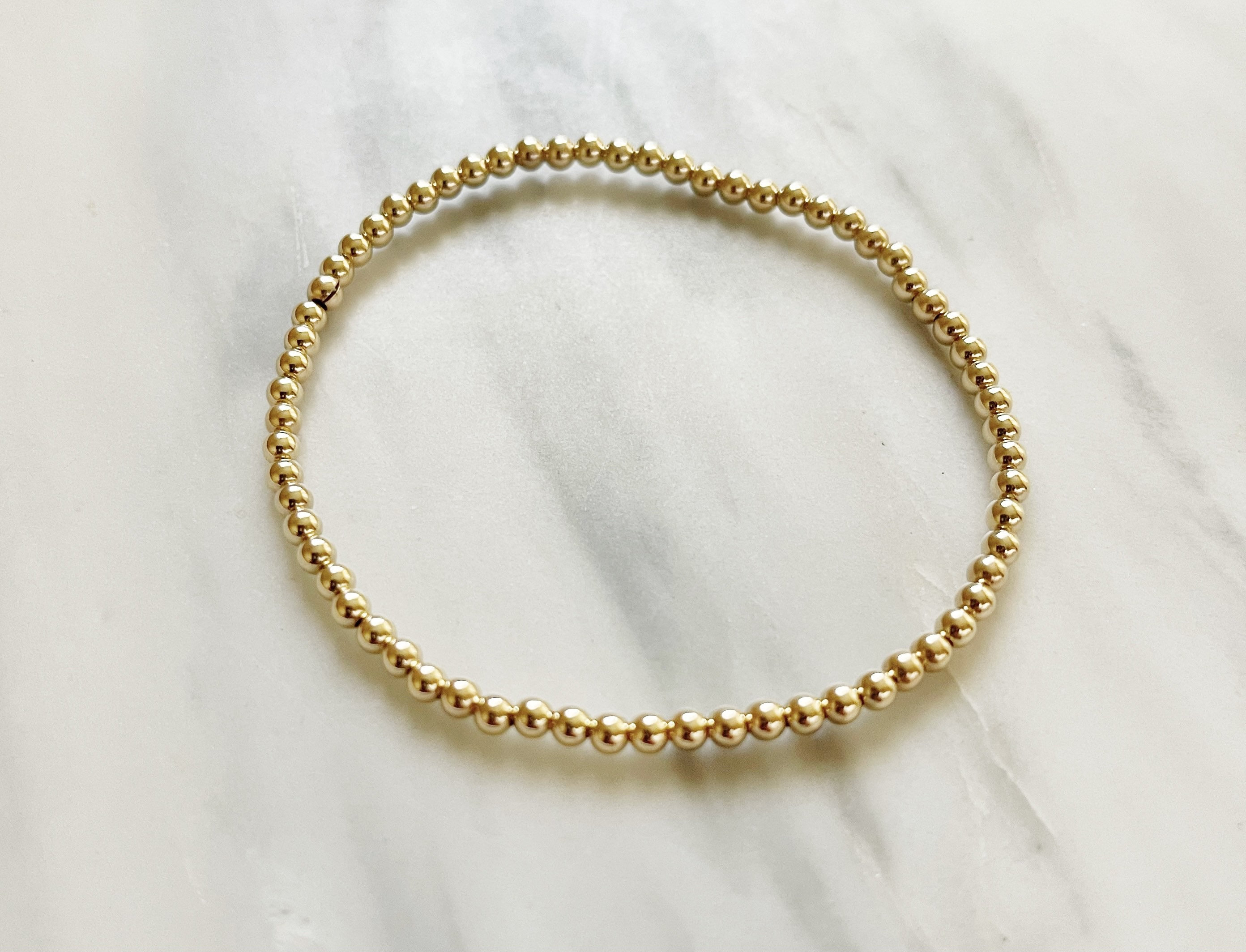 3mm gold beaded bracelet moon cut design | Etsy