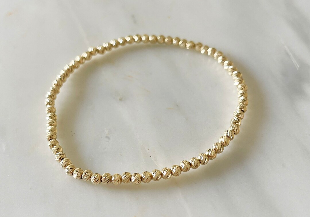 3mm Gold Beaded Bracelet Moon Cut Design - Etsy