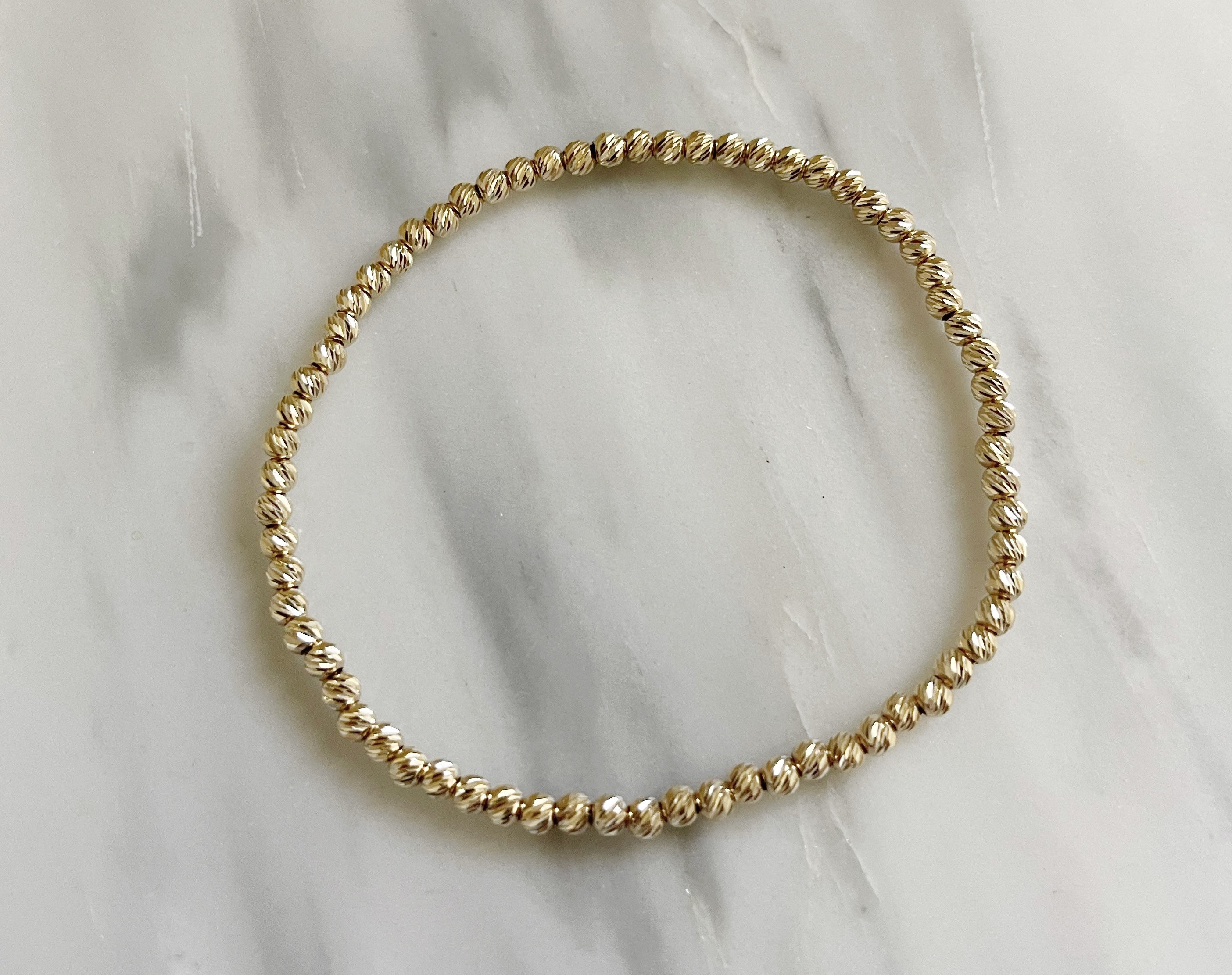 3mm gold beaded bracelet moon cut design | Etsy
