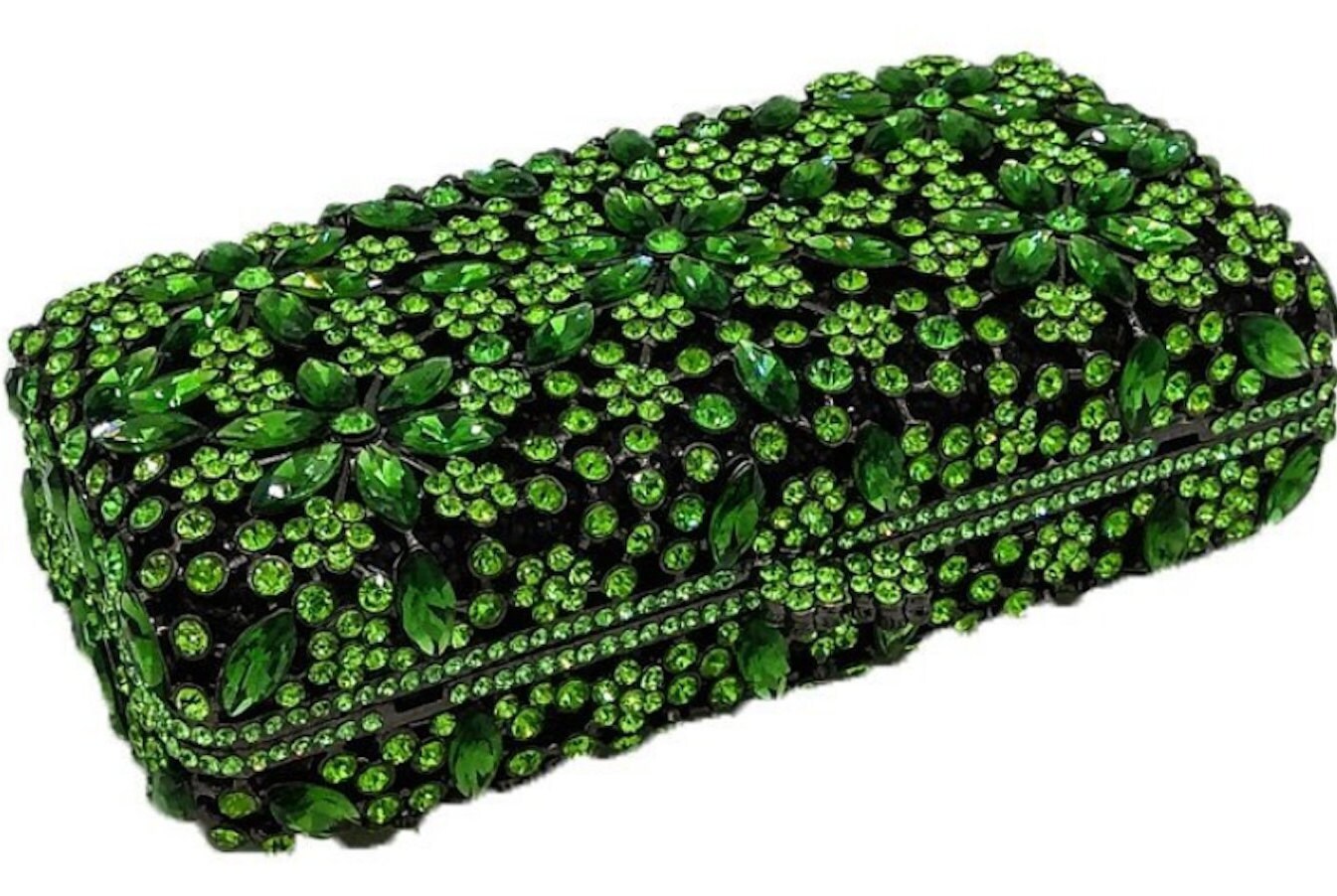 New Black With Green Austrian Crystal Floral Hard Shell | Etsy