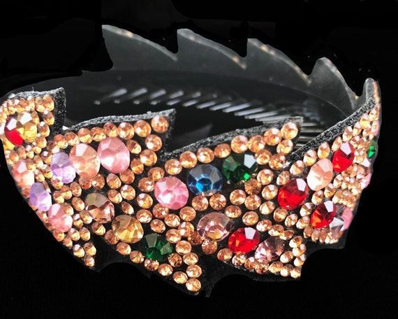 New Large 11'' Circular Multi Color Crystal Hair Bun - Etsy