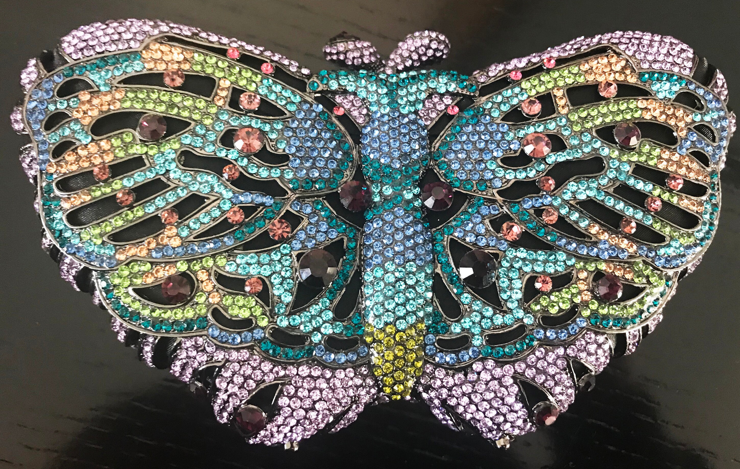 New Multi Color Austrian Crystal Butterfly Hard Shell Clutch | Etsy