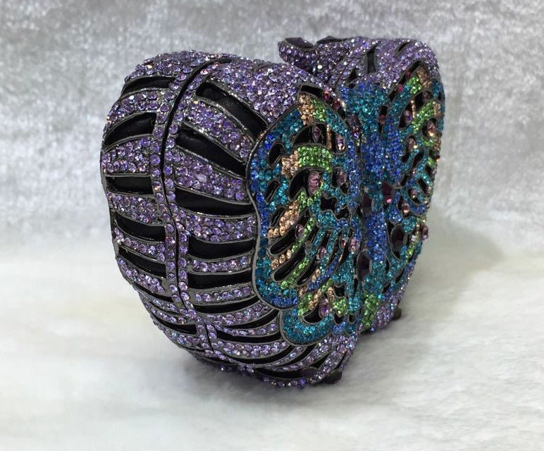 New Multi Color Austrian Crystal Butterfly Hard Shell Clutch | Etsy