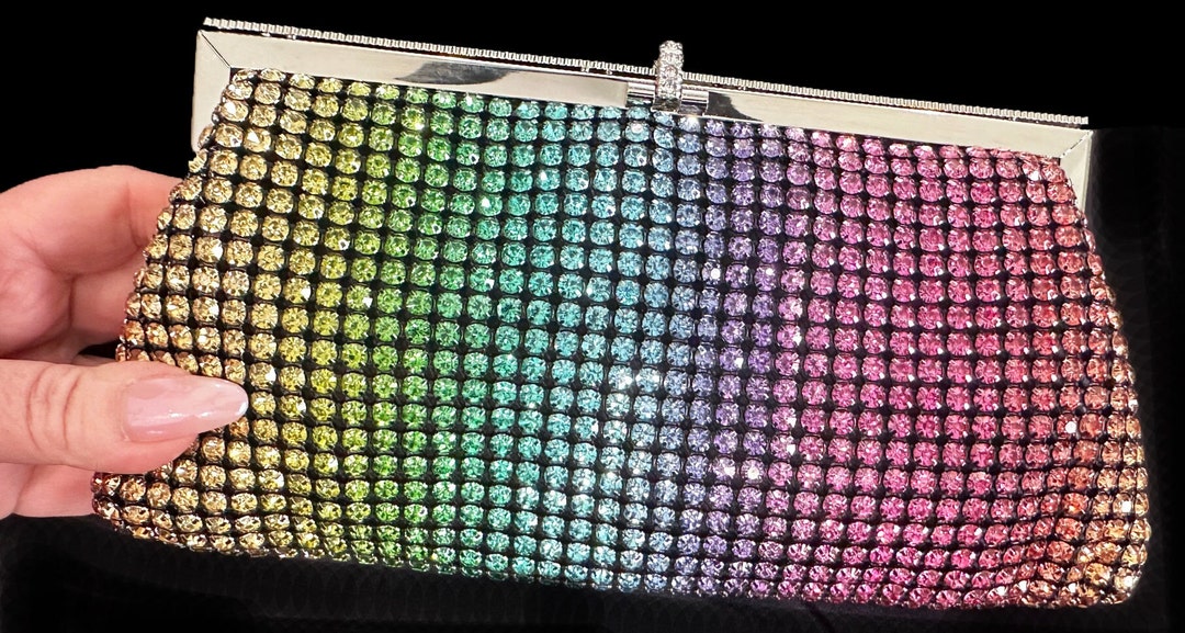 New Stunning Lightweight Mesh Multicolor Rainbow Austrian Crystal ...