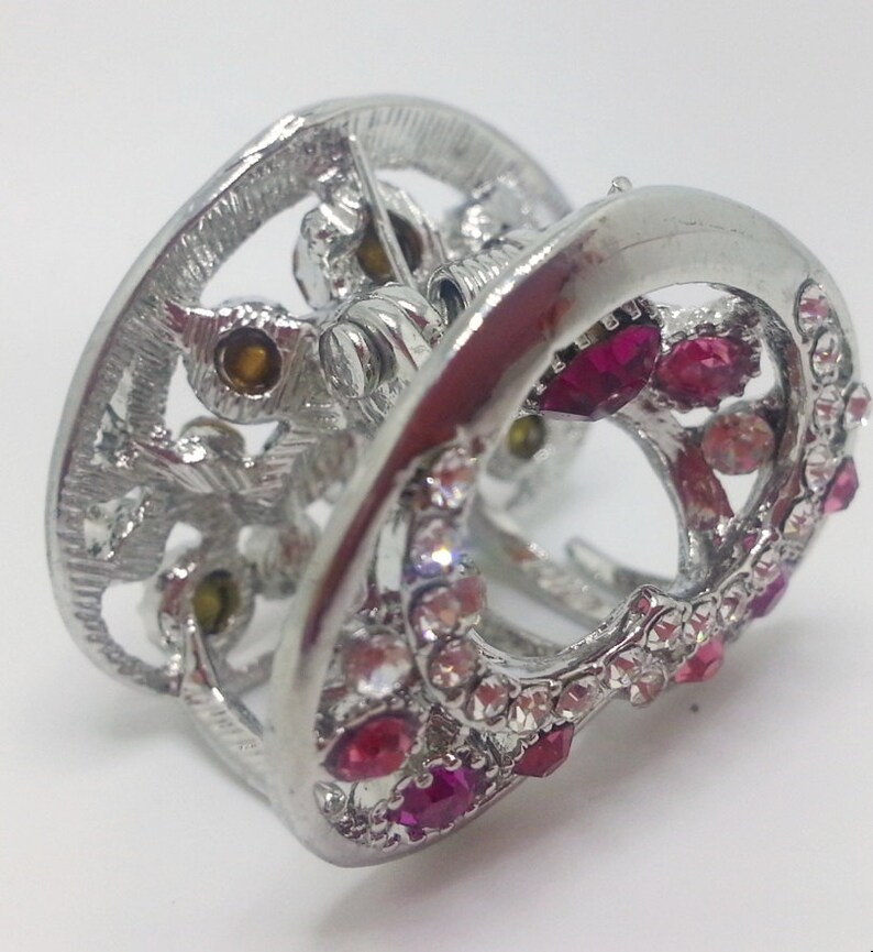 New Small Silver 1 '' Round Hair Claw Clip With Pink & - Etsy