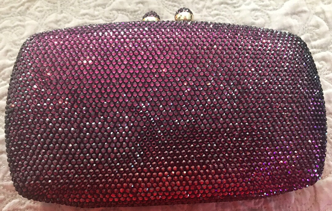 New Purple Austrian Crystal hard Shell Evening Clutch Bag With a ...