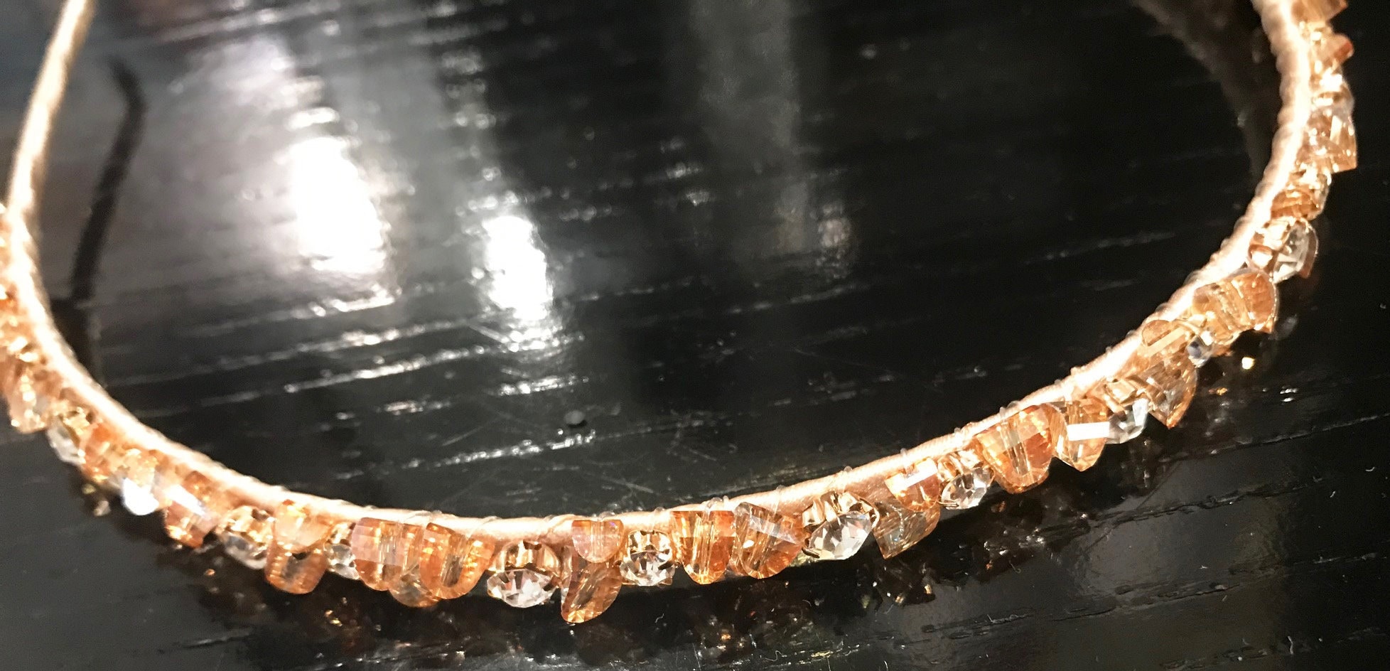 New Amber & Clear Crystal Cluster Head Band - Etsy