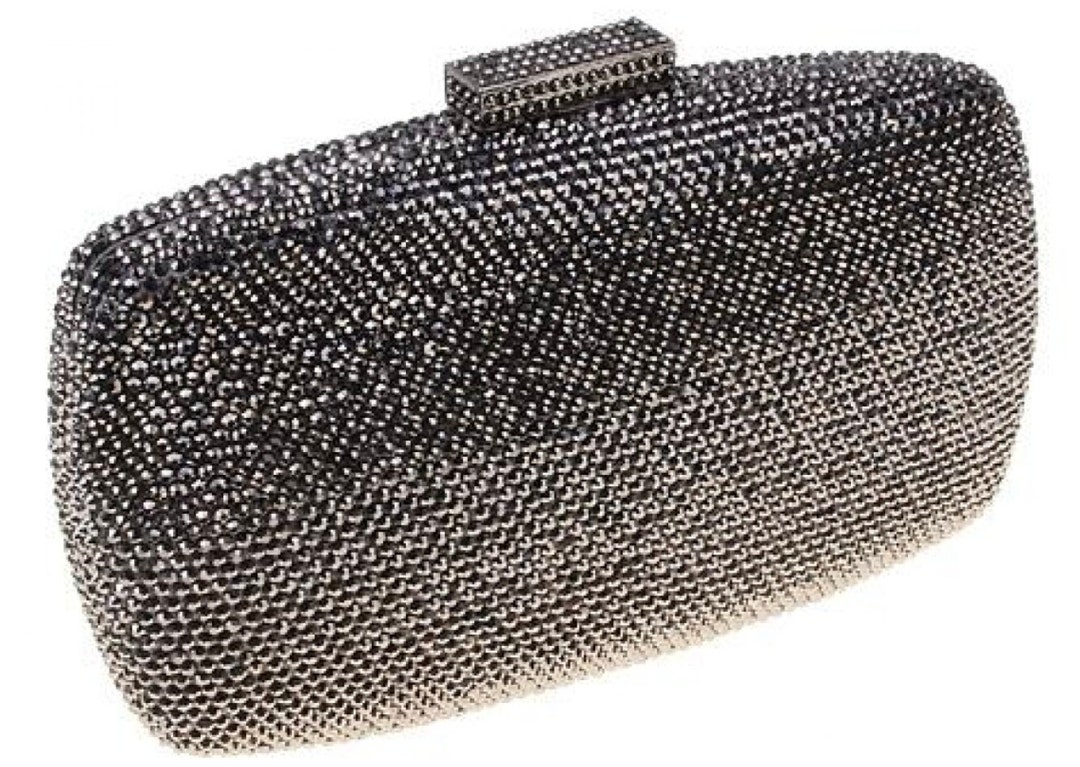 Dark Smoke Gray Crystal Clutch – Austrian Crystal Evening Handbag With ...