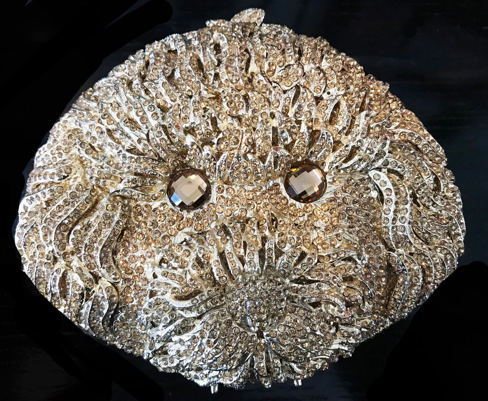 New Gold With Austrian Crystal Poodle Hard Shell Clutch | Etsy