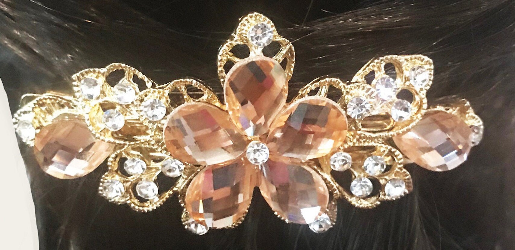 New Beautiful Gold With Color Floral & Clear Crystal 3 1/2 | Etsy