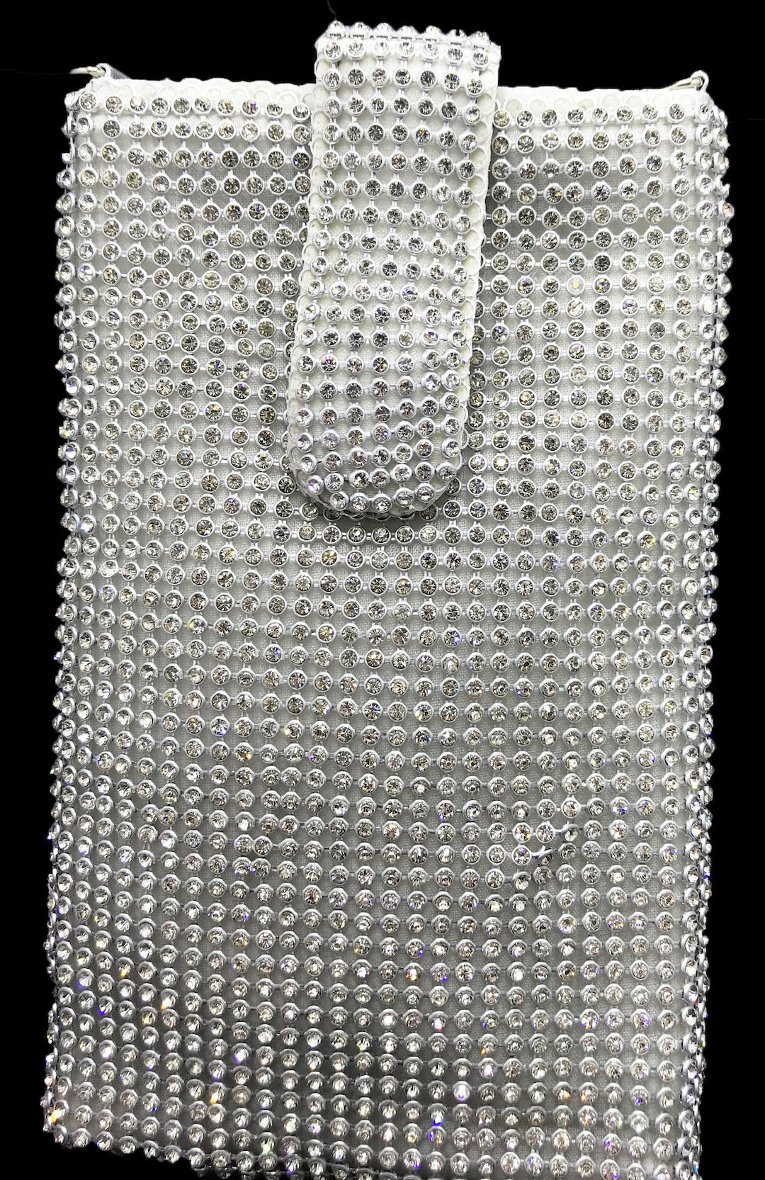 New Light Silver Rhinestone Mesh Cell Phone Shoulder Bag With Silver ...