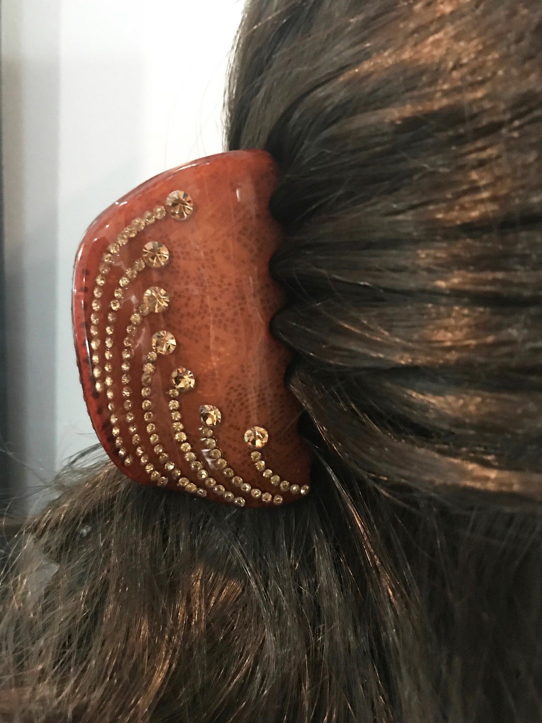 New Gorgeous Russet With Amber Crystal 3'' Hair Claw - Etsy