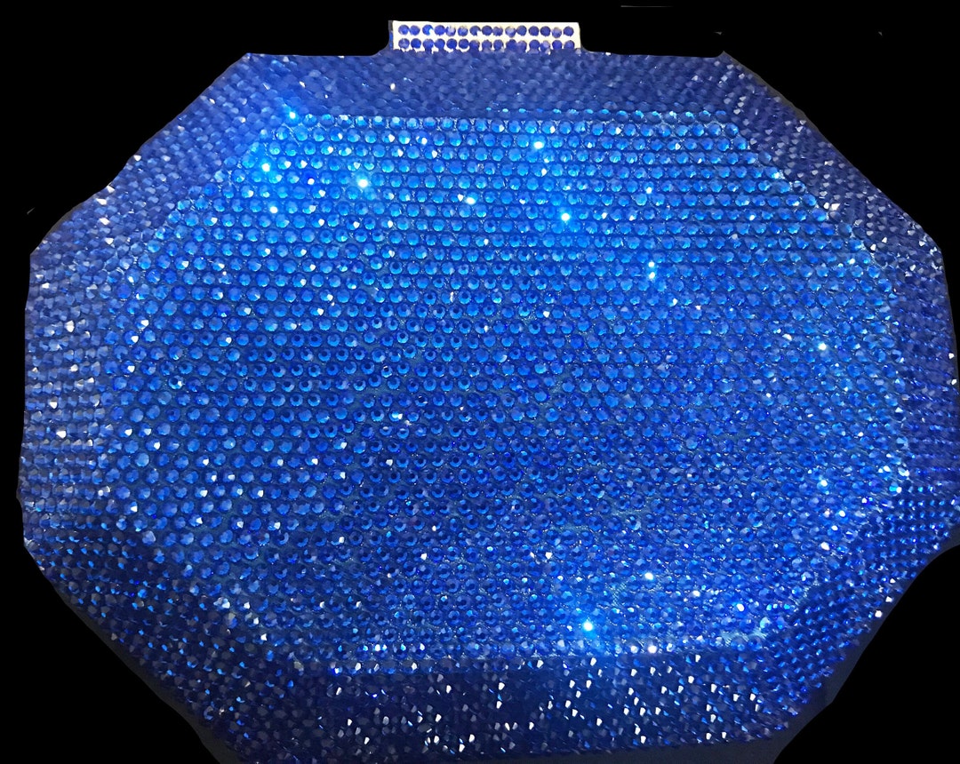 New Royal Blue Octagon Austrian Rhinestone Crystal -hard Shell Clutch ...