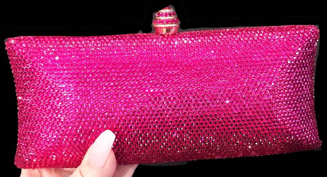 New Hot Pink Austrian Crystal Hardshell Clutch Bag With Gold Trim - Etsy