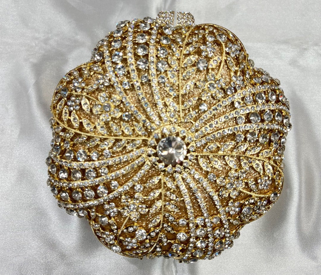 New Round Austrian Crystal Hard Shell Clutch Evening Handbag With ...