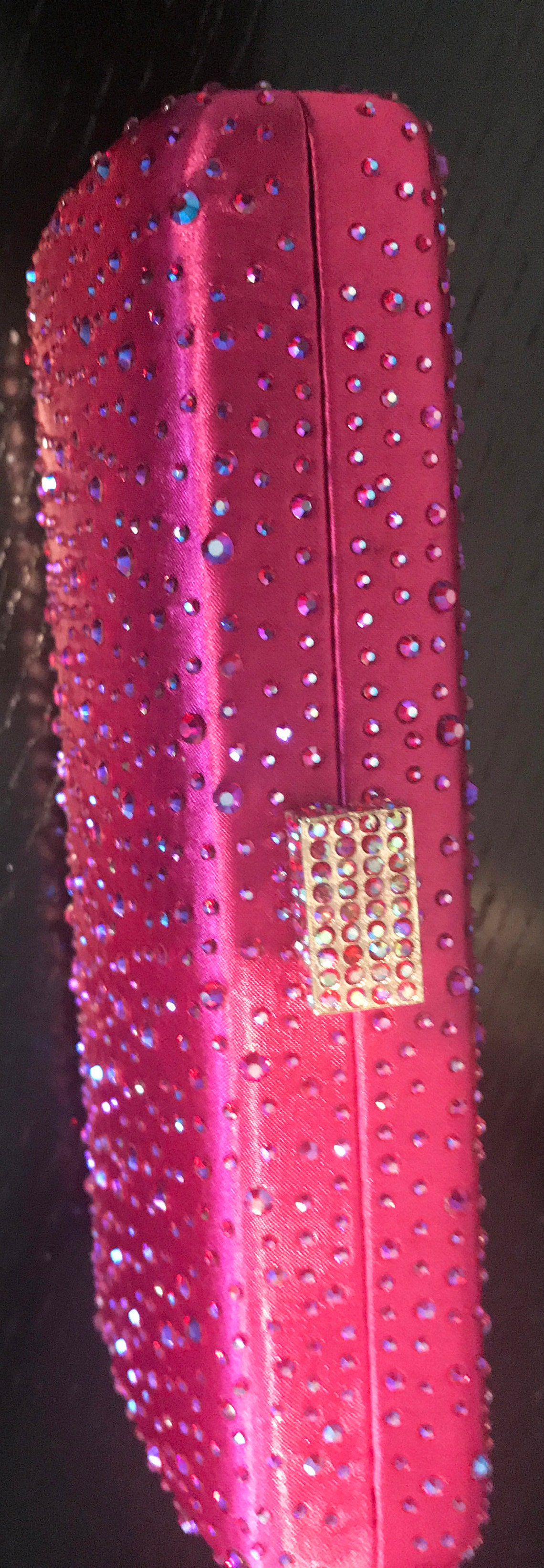 New Bright Pink Satin With Pink Iridescent Crystal clutch - Etsy