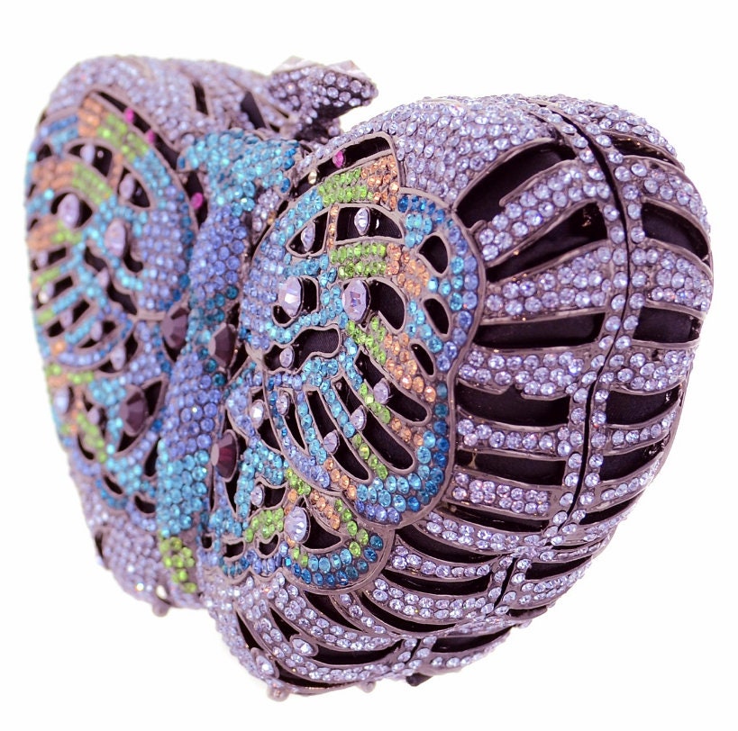 New Multi Color Austrian Crystal Butterfly Hard Shell Clutch | Etsy