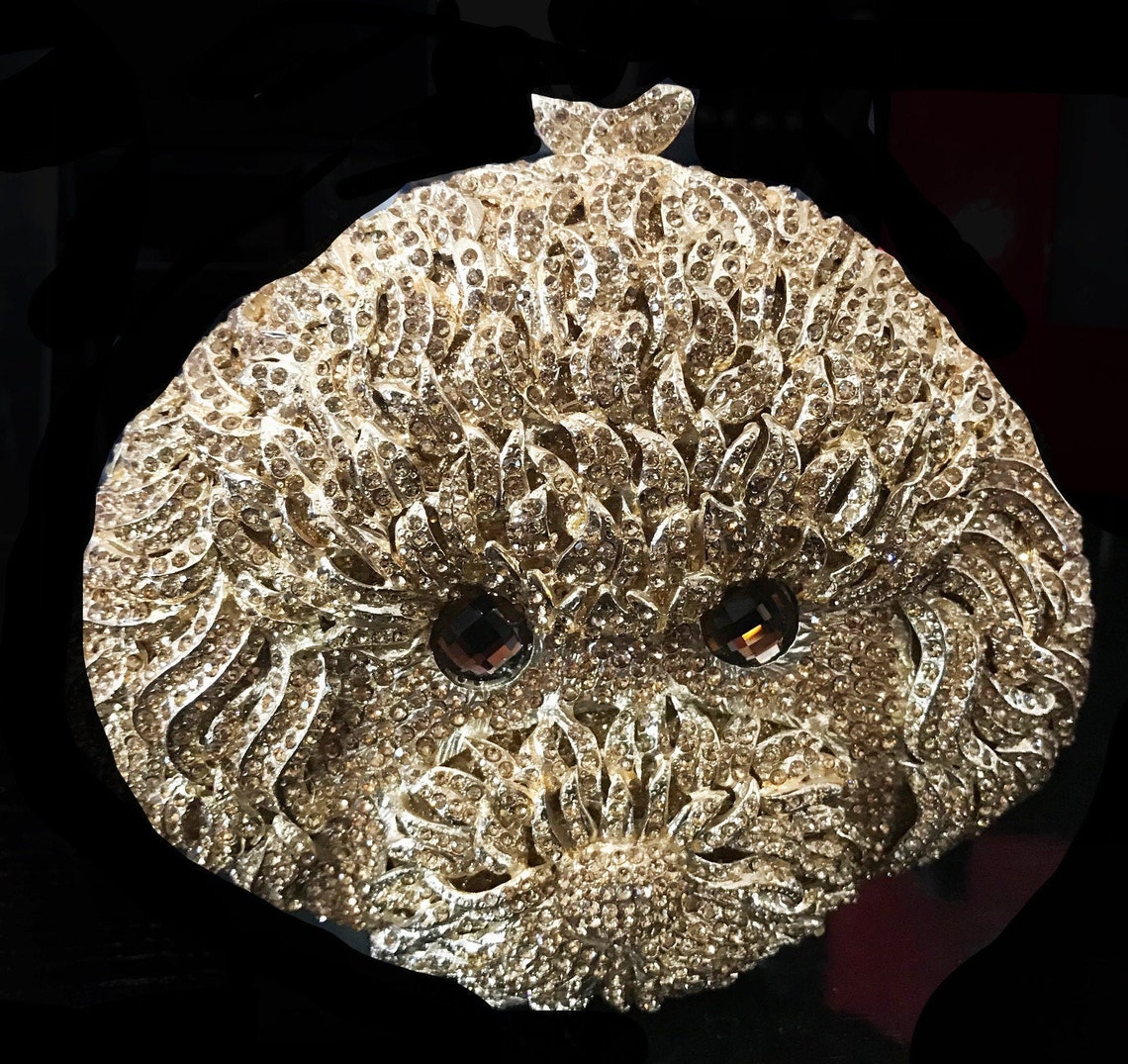 New Gold With Austrian Crystal Poodle Hard Shell Clutch | Etsy