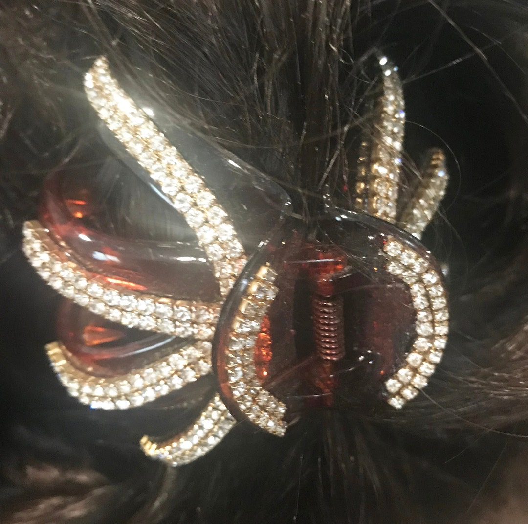 New Gorgeous Tortoiseshell With Clear Crystal 3'' Hair - Etsy