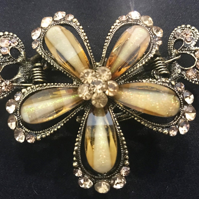 Antique Amber Hair Clip - Etsy