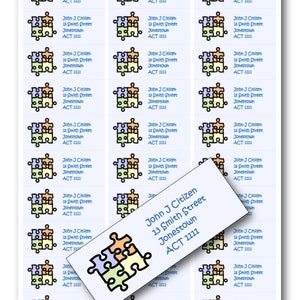 Jigsaw labels Custom return address labels puzzle design kids | Etsy