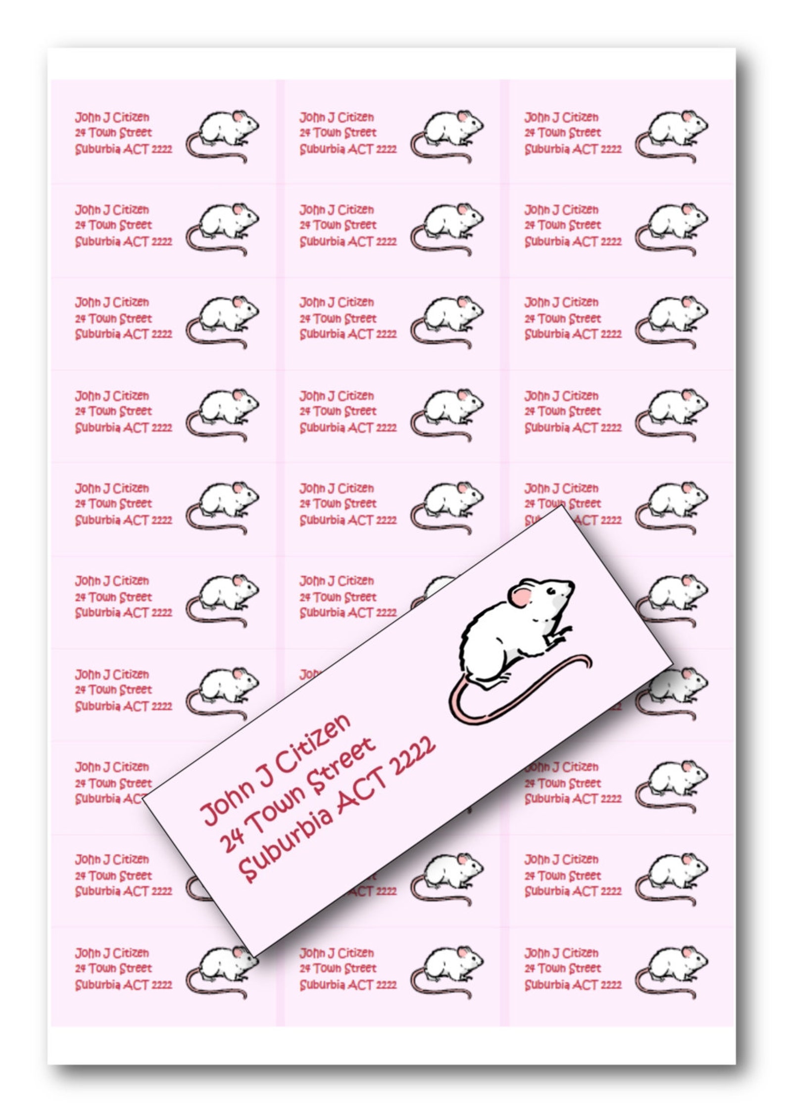 White Mouse labels Custom return address animal rodent labels | Etsy