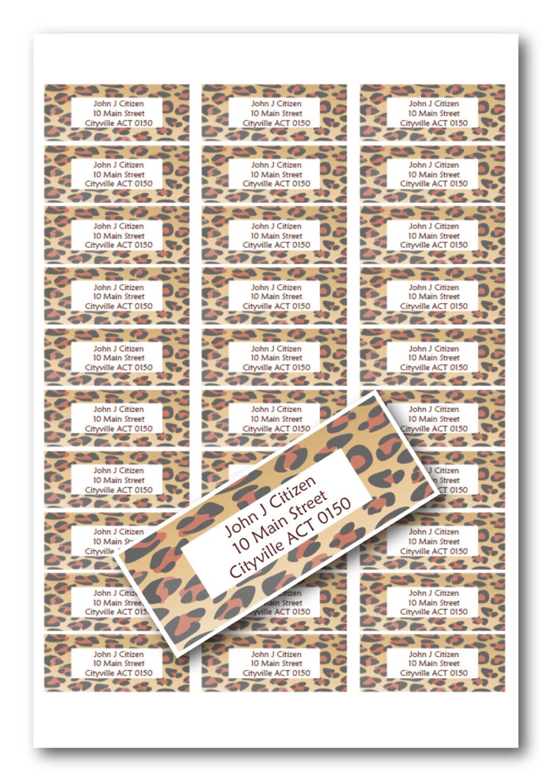 DIY Printable Return Address Labels Leopard Print Design Matte or Gloss ...
