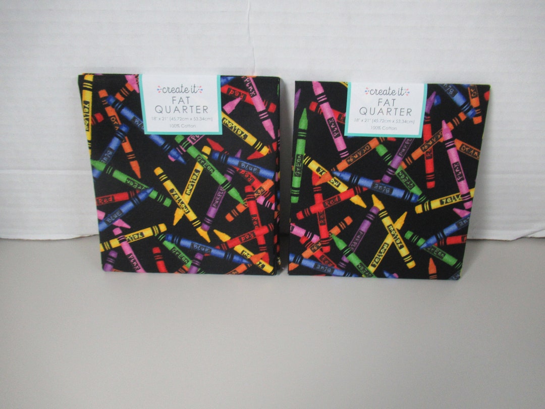 Crayons Allover Fabric Traditions You Get 2 Fat Quaters 18 by 21 Each ...