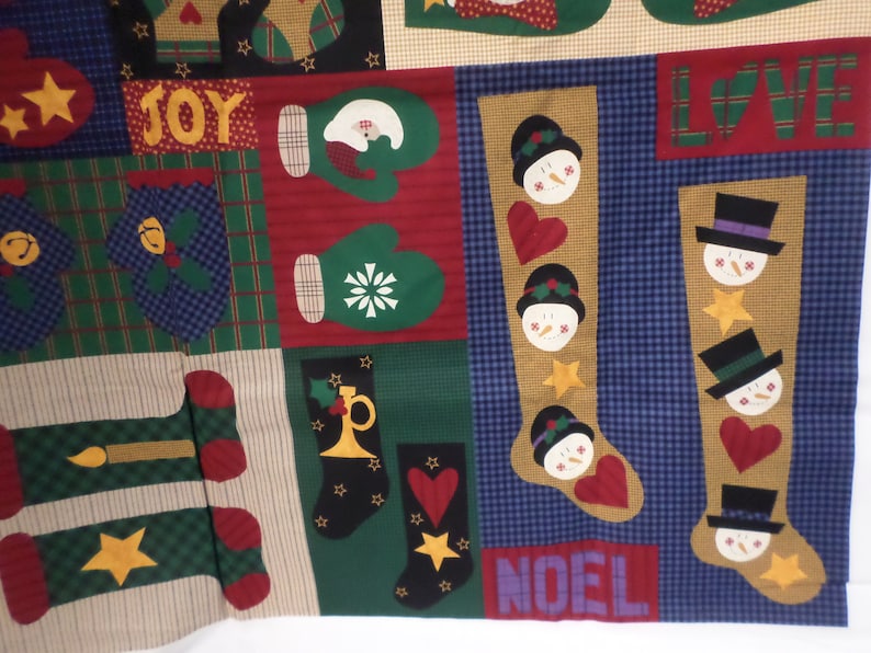 Christmas Fabric Panel Mittens and Stockings Makes Ornaments Pillows ...