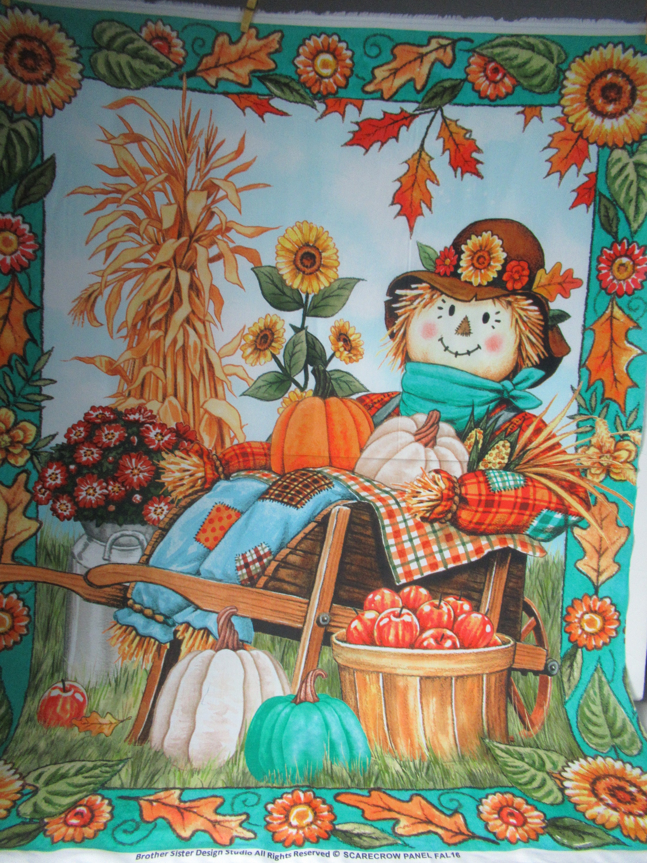 Brother Sister Fall Scarecrow Cotton Fabric Panel Size 34 Inches by 45 Inches and is New. - Etsy