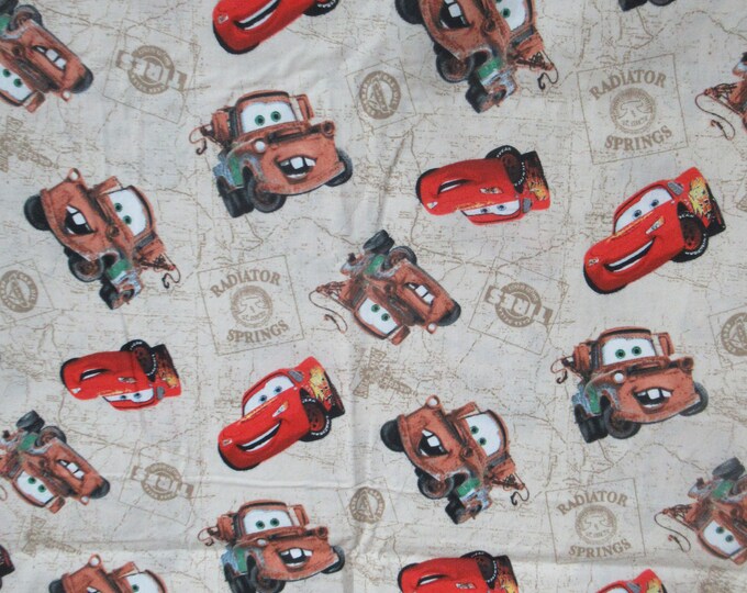Disney Cars Pixar Film Lighting Mcqueen and Mater Cotton Fabric in a ...