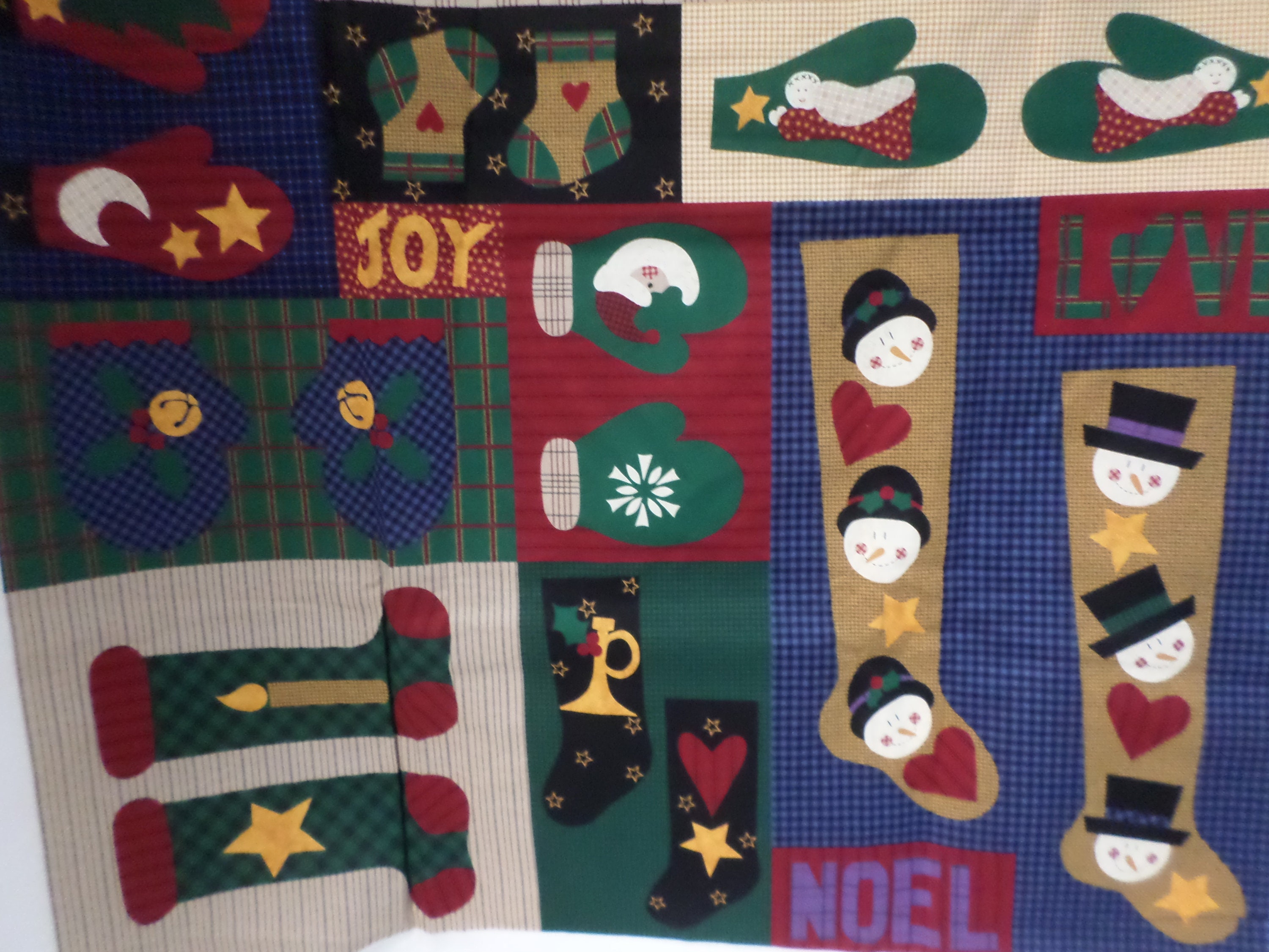 Christmas Fabric Panel Mittens and Stockings Makes Ornaments Pillows ...