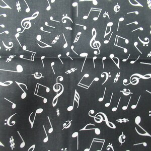 Fabric Traditions Music Notes Allover in Cotton Fabric in Black and ...