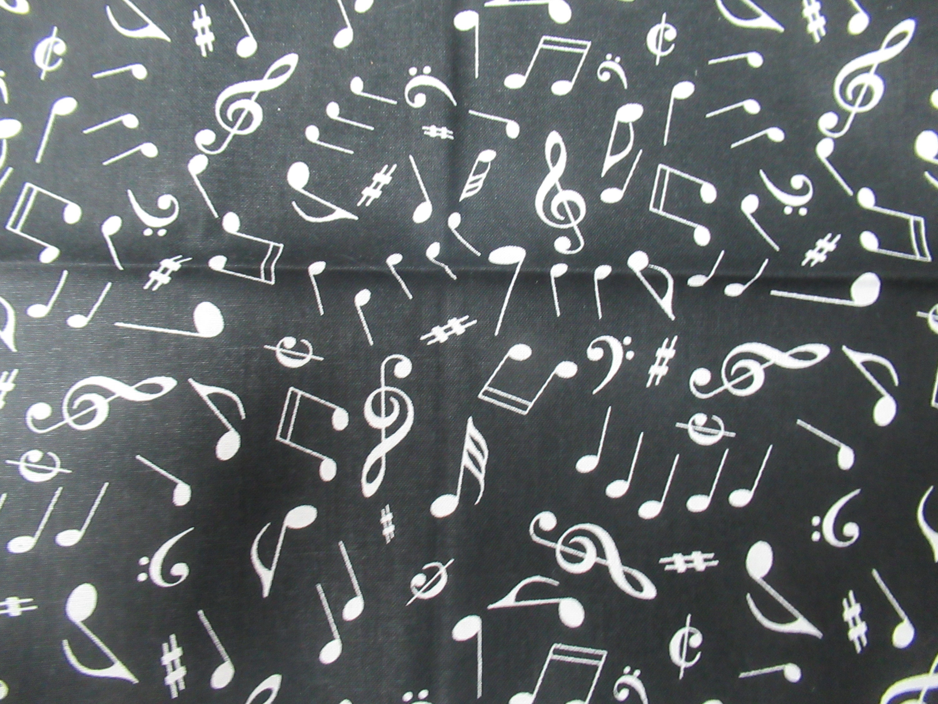 Fabric Traditions Music Notes Allover in Cotton Fabric in Black and ...
