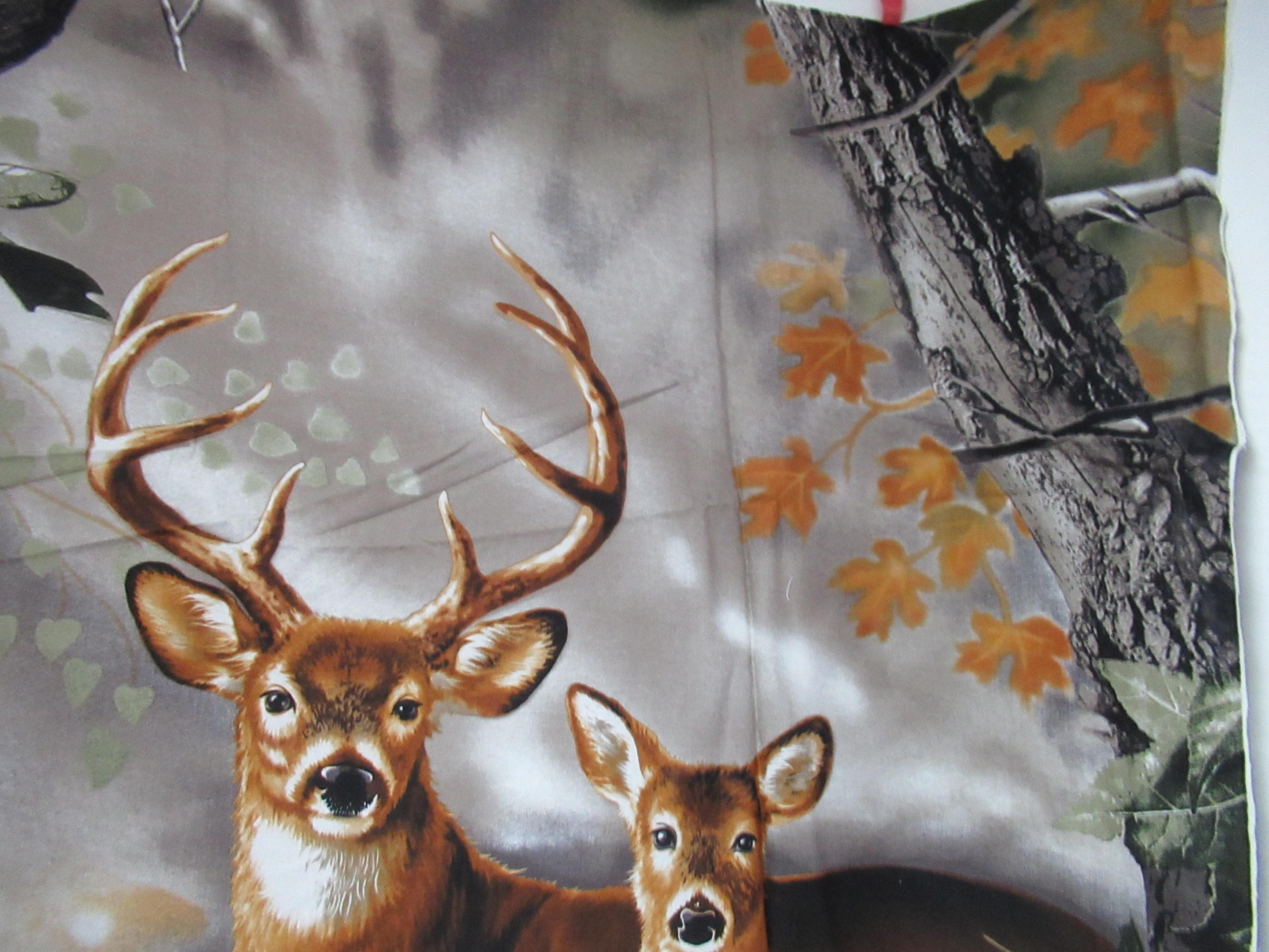 Sykel Enterprises Real Tree Buck and Doe Cotton Fabric Panel in the ...