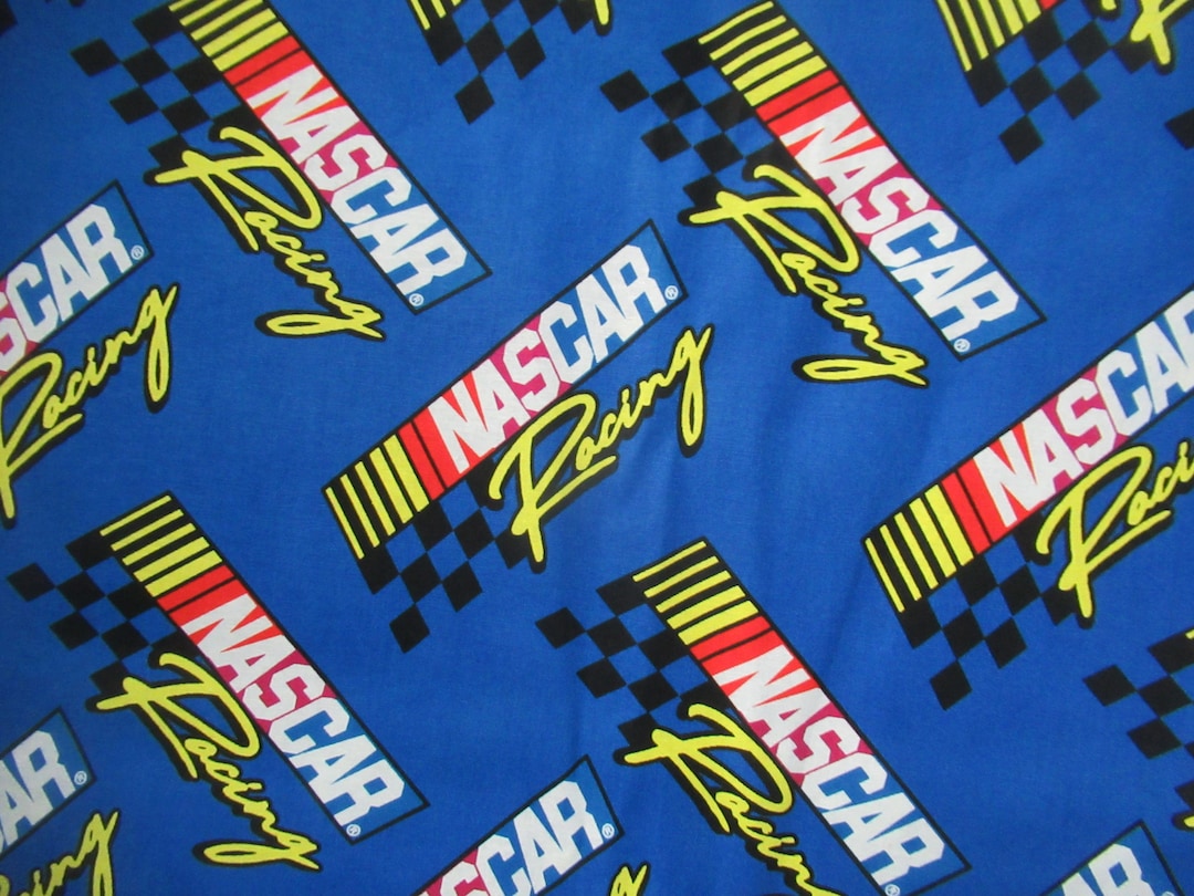 NASCAR Racing Blue Cotton Quilt Fabric That Has 1 Yard by 43 Inches ...