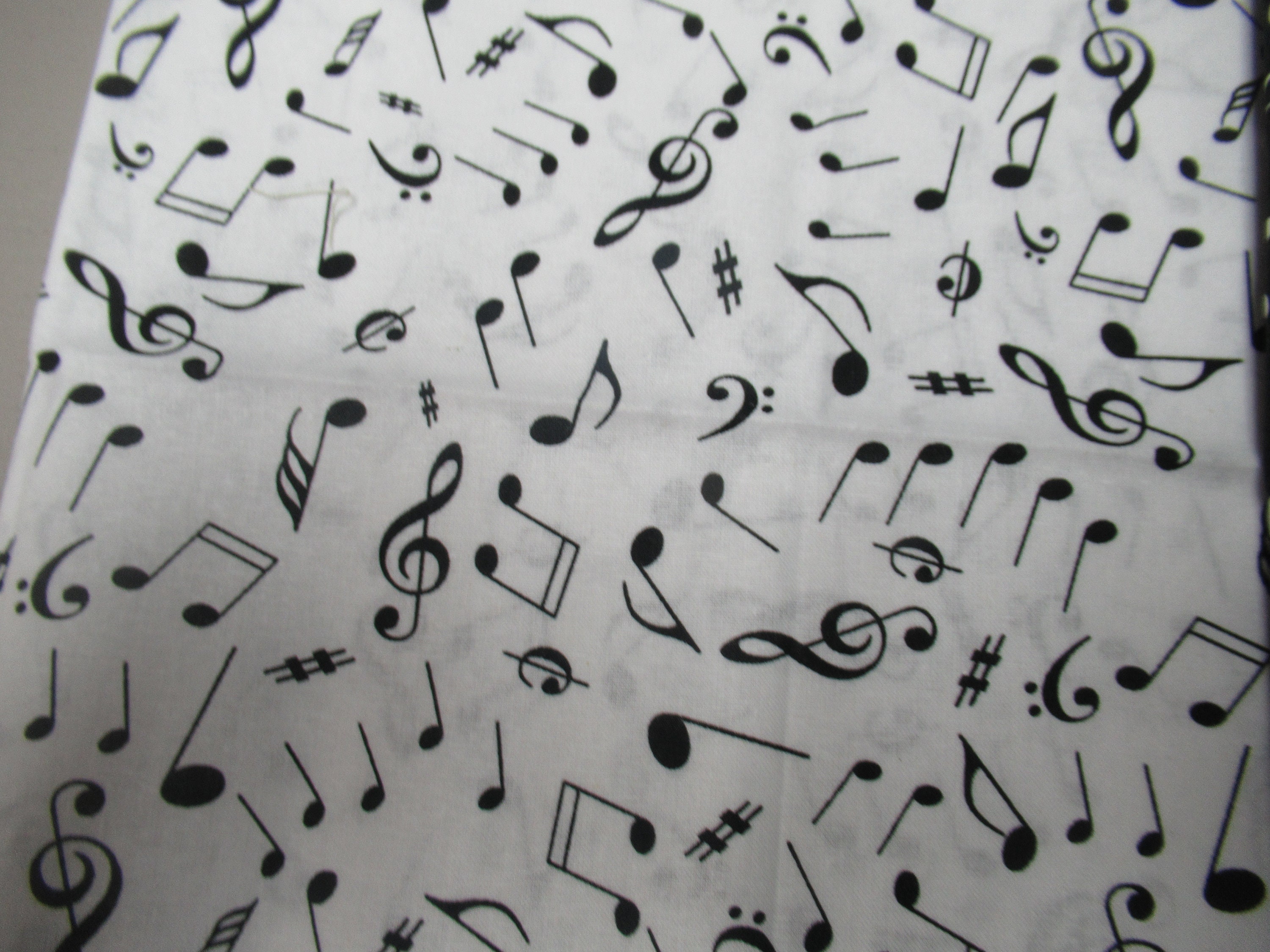 Fabric Traditions Music Notes Allover in Cotton Fabric in Black and ...