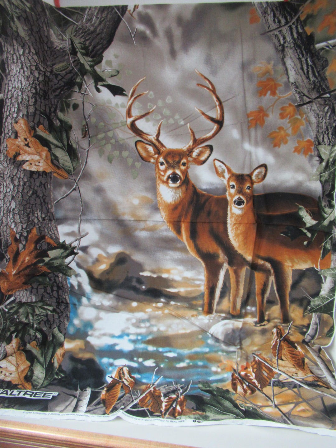 Sykel Enterprises Real Tree Buck and Doe Cotton Fabric Panel in the ...