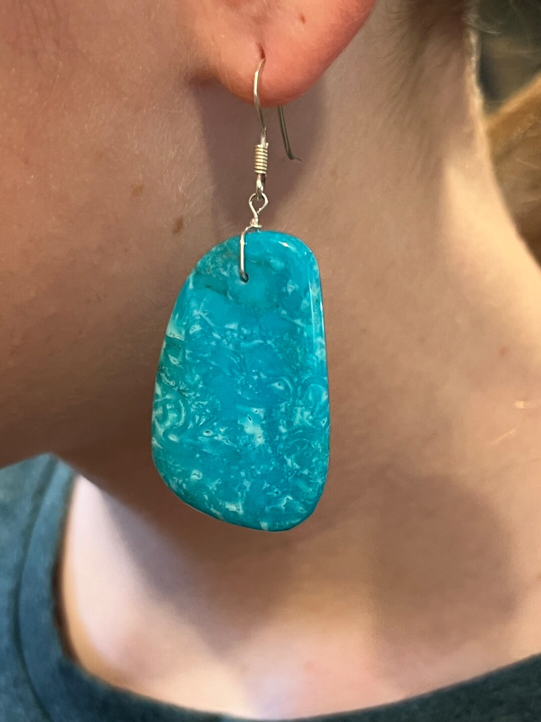 Kingman Turquoise Slab Earrings - Etsy
