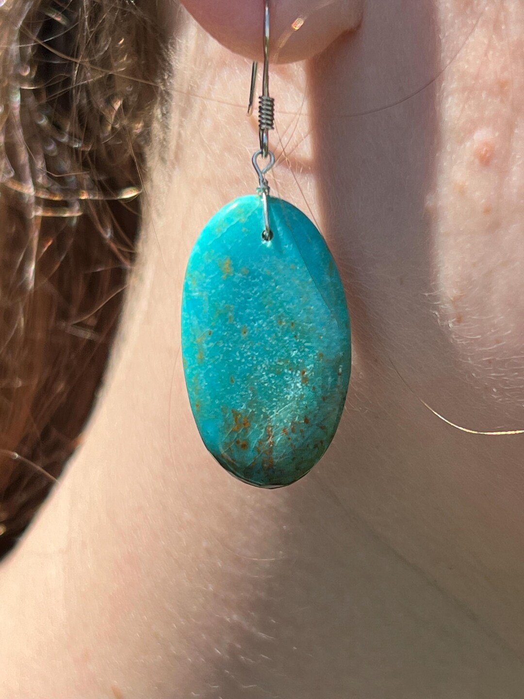 Kingman Turquoise Slab Earrings - Etsy