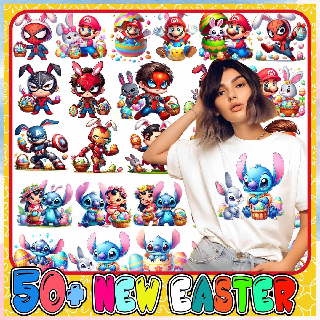 Mega Cartoon Easter Character Png Bundle, Spring Easter Png, Happy ...