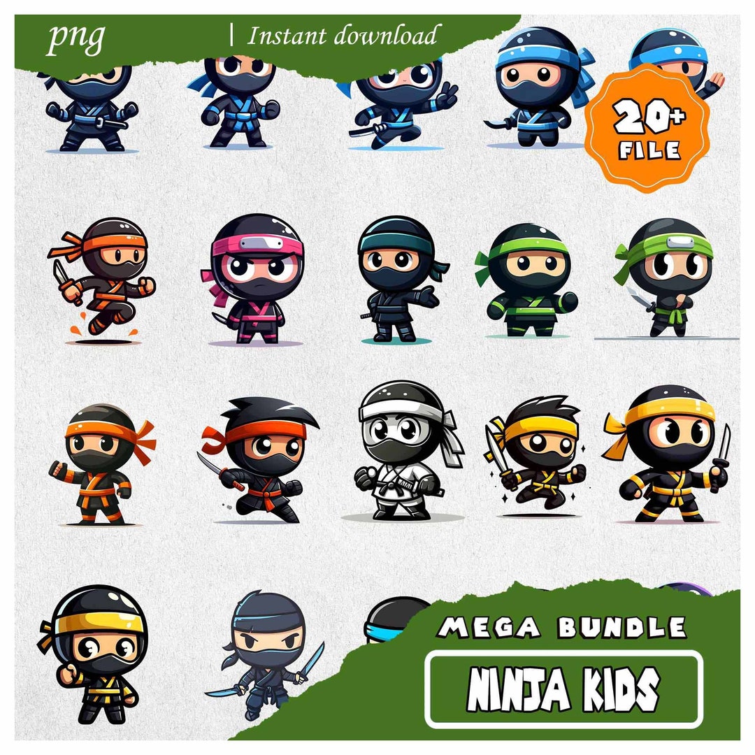 Ninja Svg, Ninja for Kidz Svg Bundle, Cricut, Cut Files, Bundle Layered ...