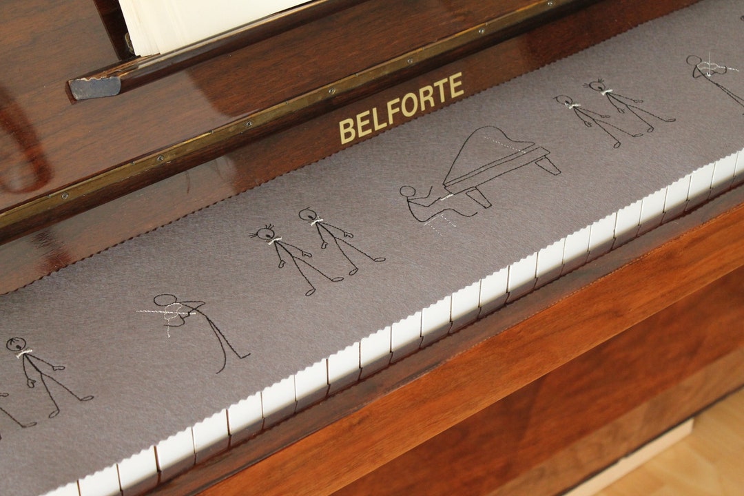 Wool Piano Key Cover With Orchestra Embroidery – Keyboard Runner for 88 ...