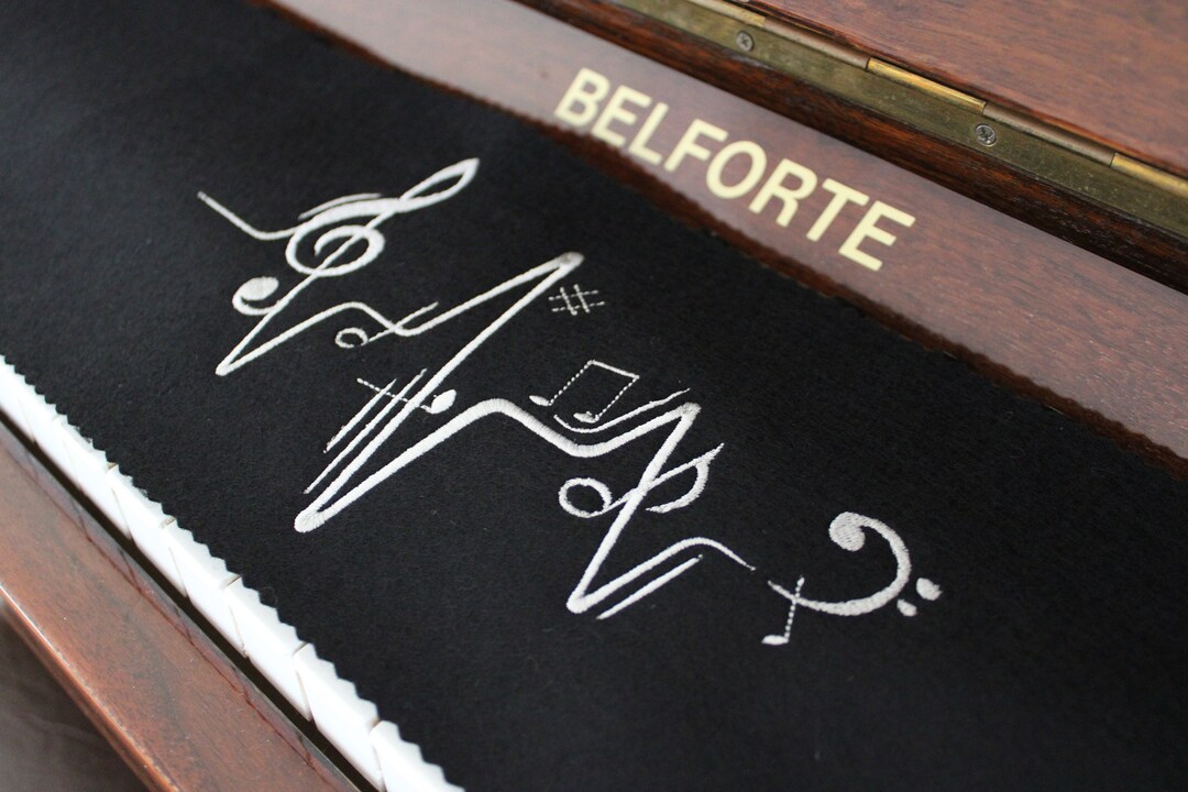 Piano Runner With Embroidery “pulse of Music” – Felt Table Runner ...