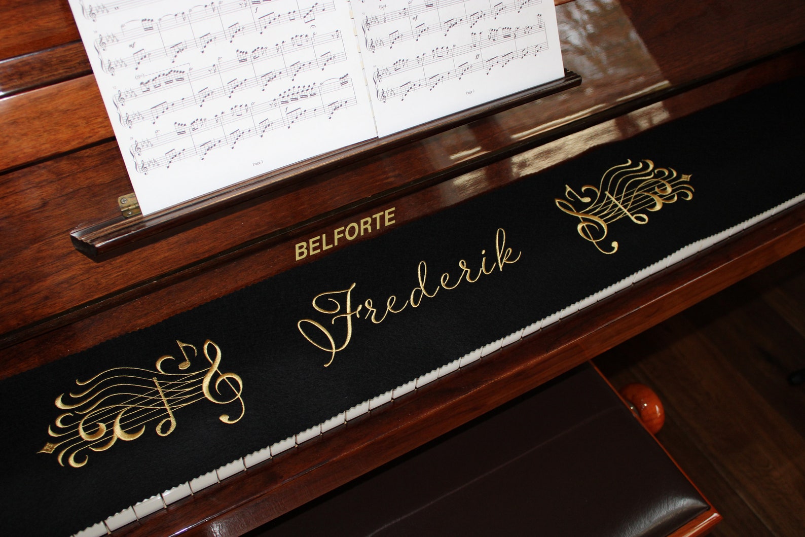 Customizable Piano Runner With Embroidered Musical Staff – Name or Text ...