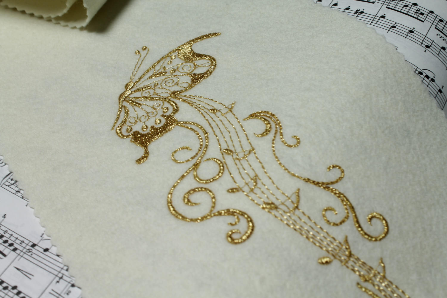 Piano Runner With Embroidery “musical Butterfly” – Elegant Felt Piano ...